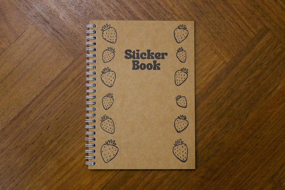 Reusable Sticker Book - Strawberry Design Kraft Paper Cover Spiral ...