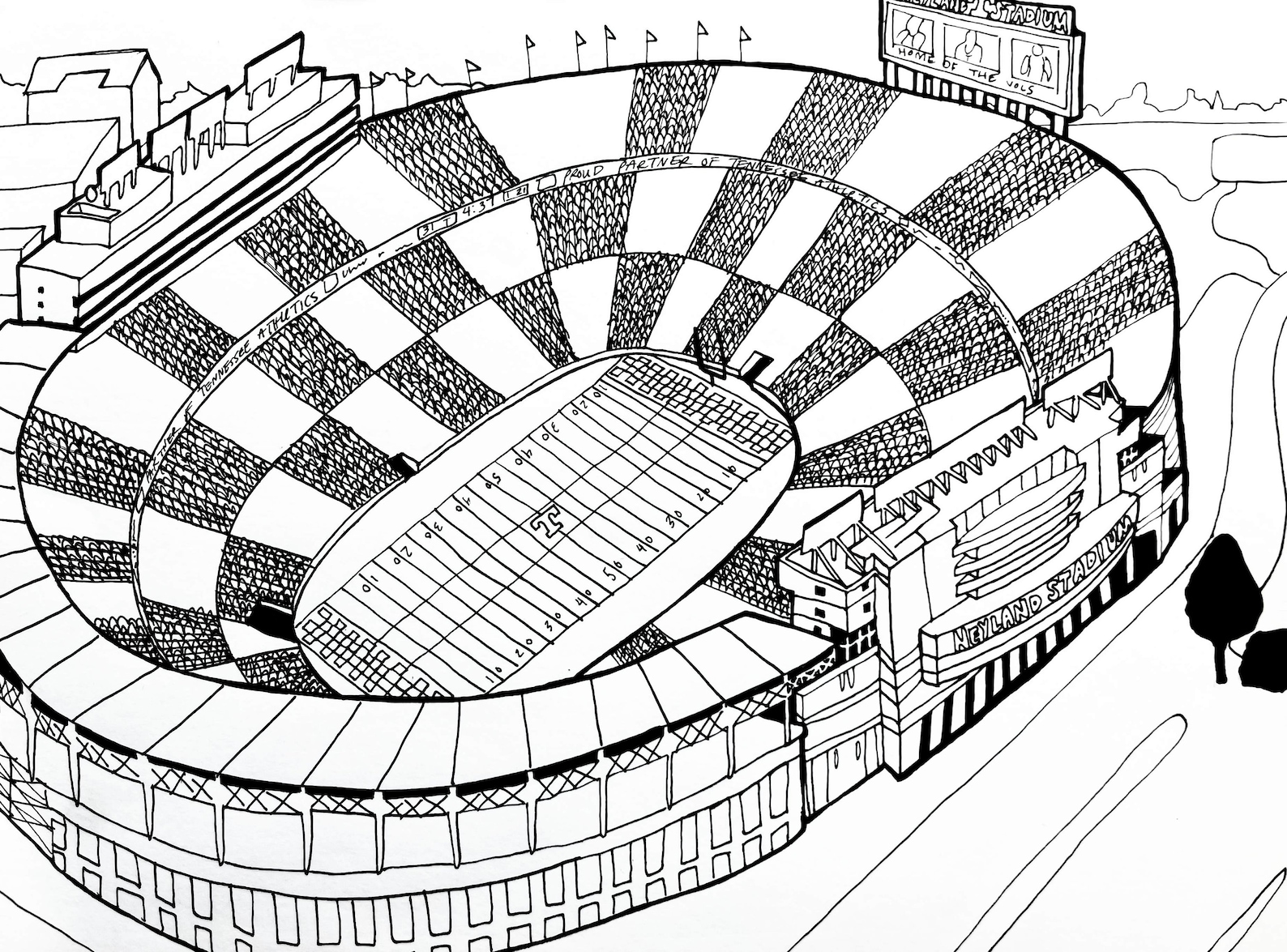 TN Neyland Stadium PNG File | Handdrawn Tennessee UT Vols Stadium ...