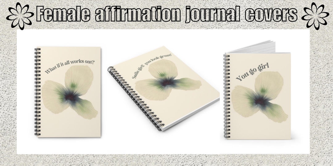 Female Affirmation Journal Cover. Flower Cover. Instant Download. Png ...