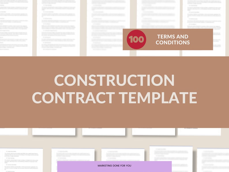 Construction Contract Templates for Contractors and - Etsy