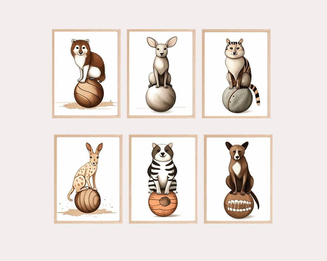 Safari Sports Animal Wall Art Set - Baby Boy Room Decor, Digital Safari ...