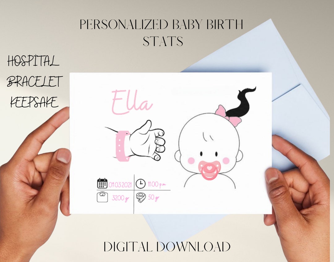 Personalized Baby Birth Stats Printable | Custom Baby Name, Birth Date ...