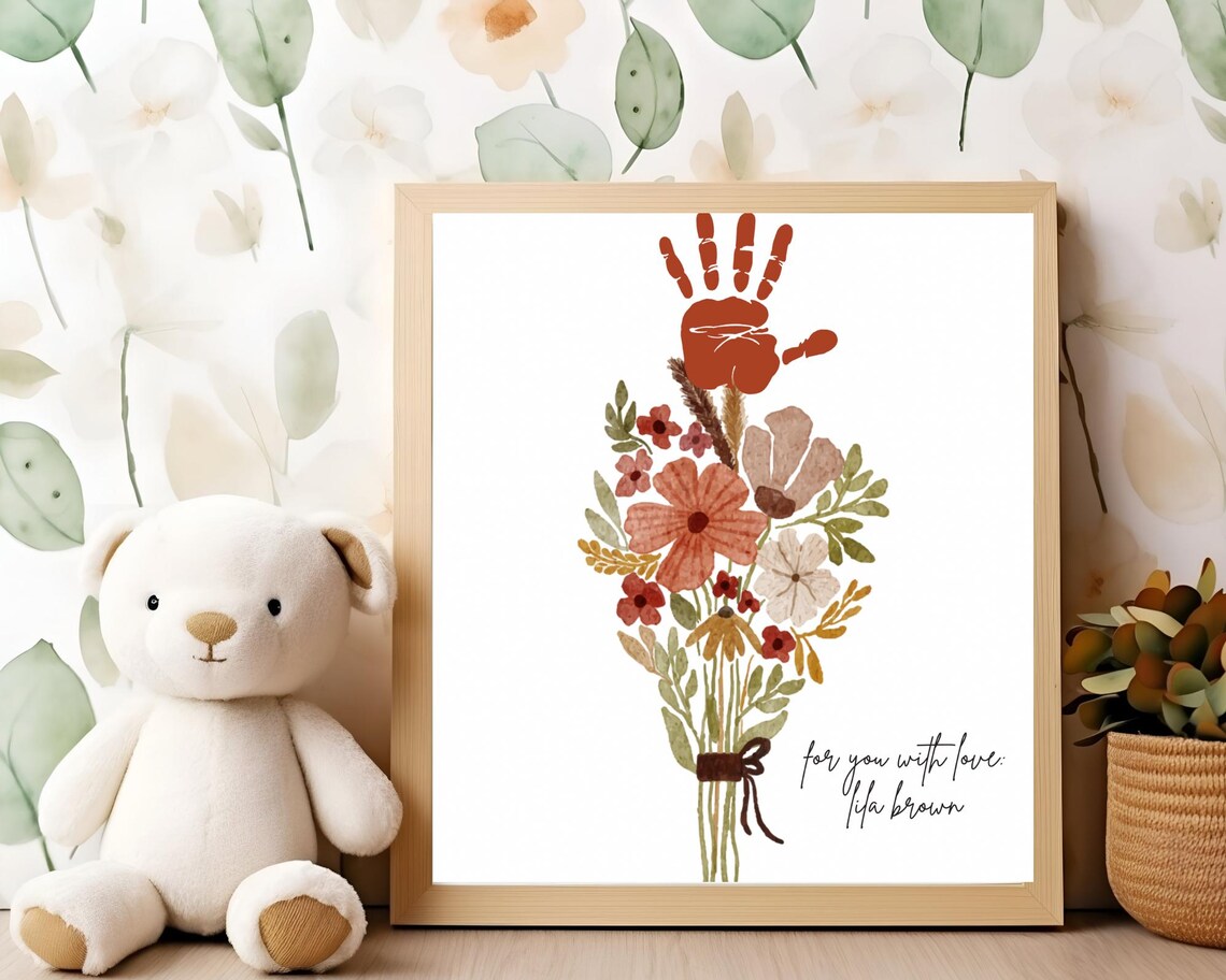Personalized Handprint Flower Template, Kids Craft Printable Gift ...