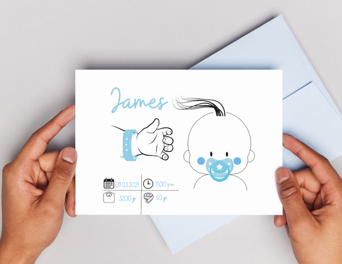Personalized Baby Birth Stats Printable | Custom Baby Name, Birth Date ...