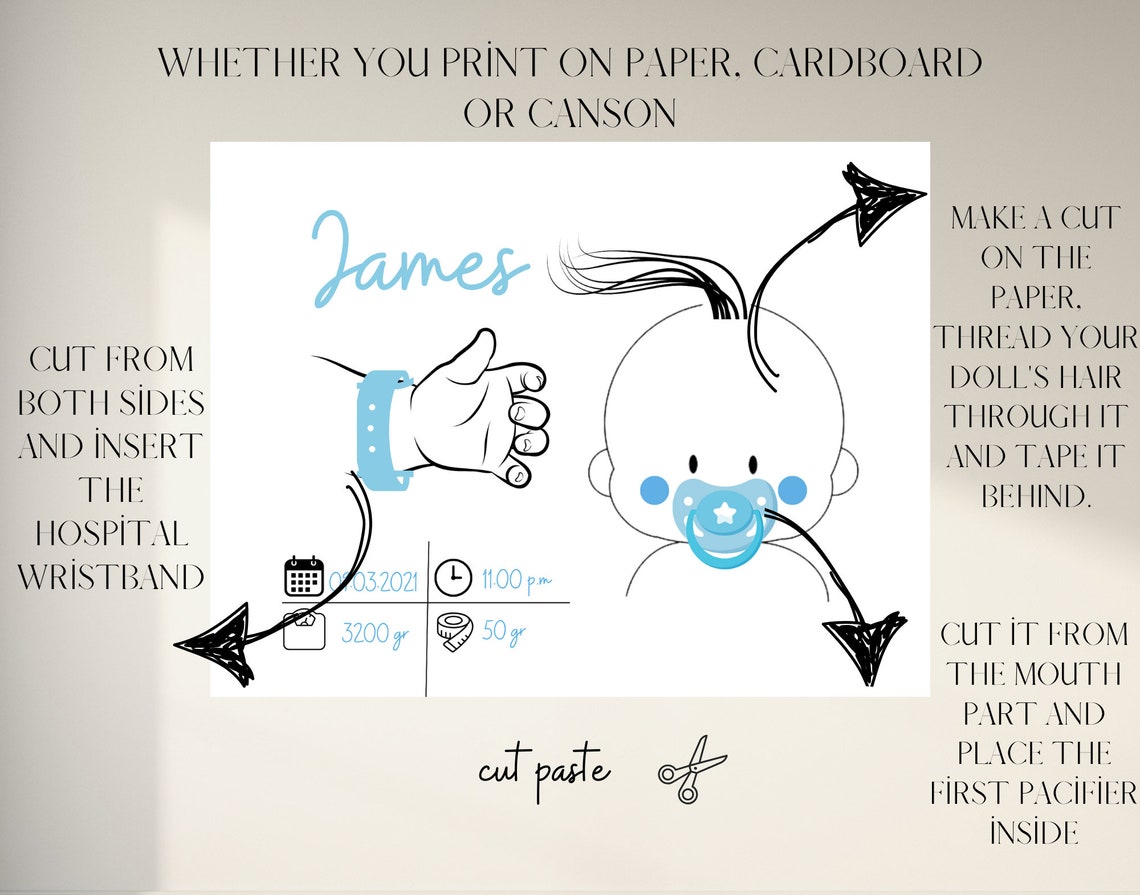 Personalized Baby Birth Stats Printable | Custom Baby Name, Birth Date ...