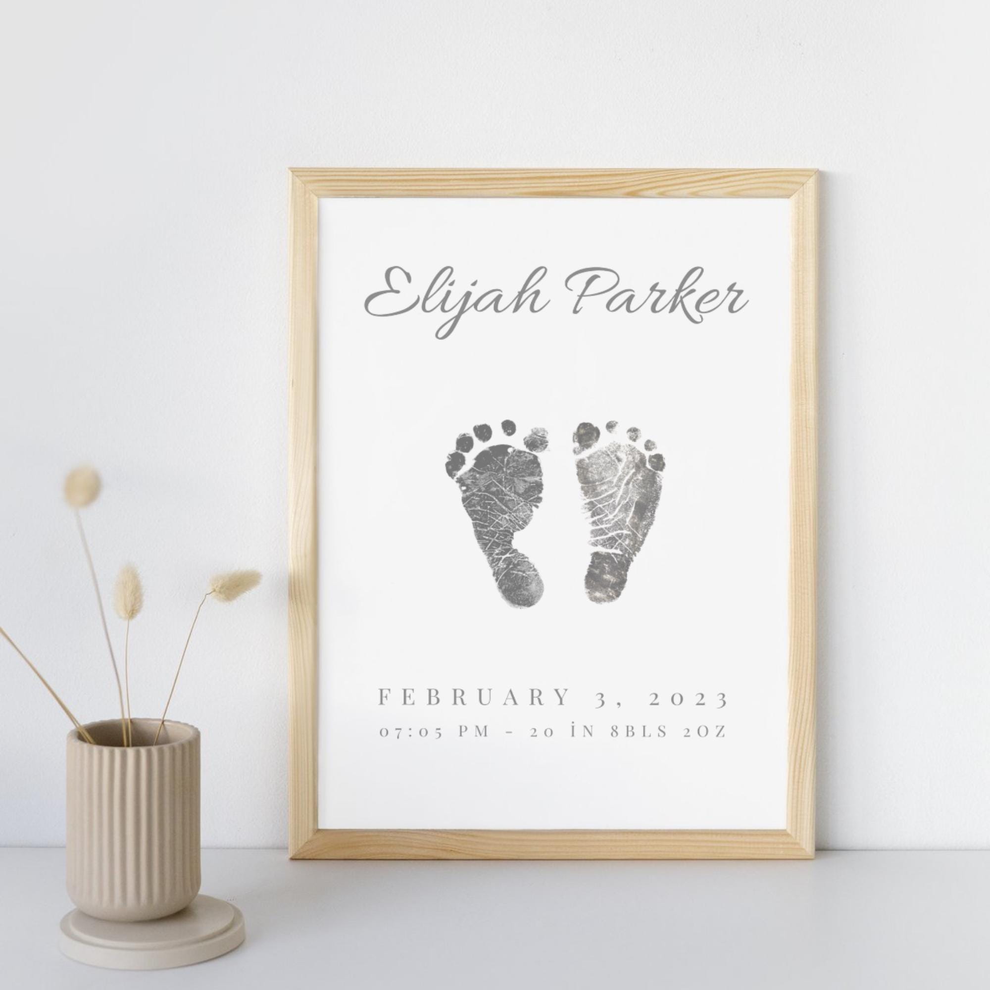 Baby Footprint Keepsake Printable, Newborn Birth Details Art Gift, DIY ...