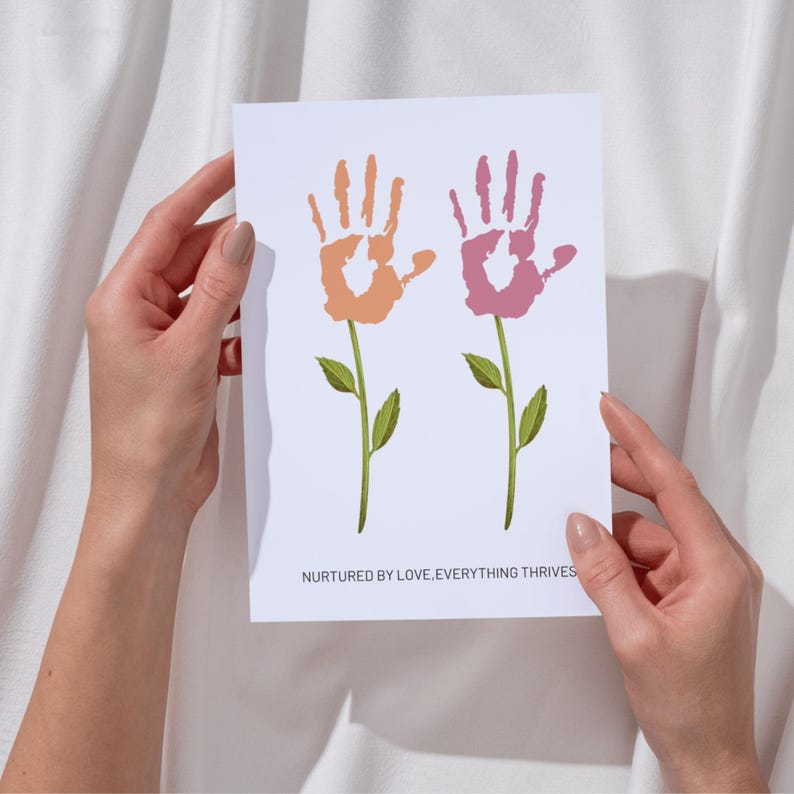Custom Flower Bouquet Handprint Template, Kids Printable Craft Birthday ...