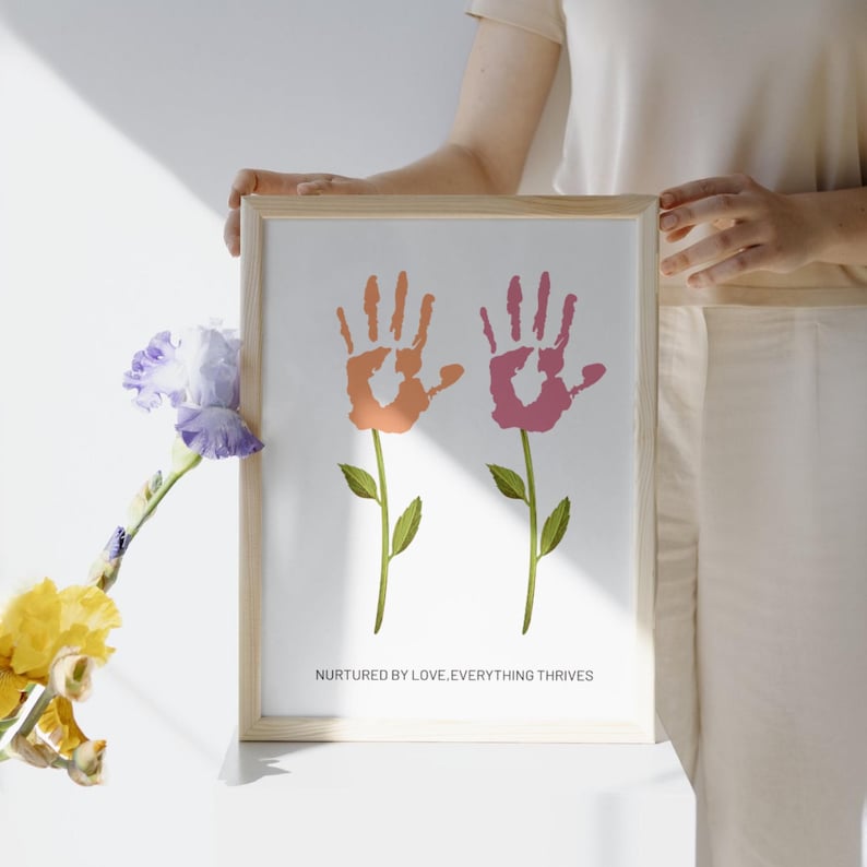 Custom Flower Bouquet Handprint Template, Kids Printable Craft Birthday ...
