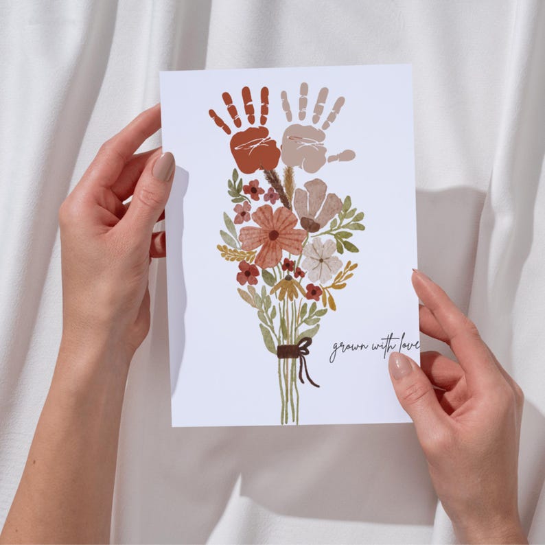 Personalized Handprint Flower Template, Kids Craft Printable Gift ...