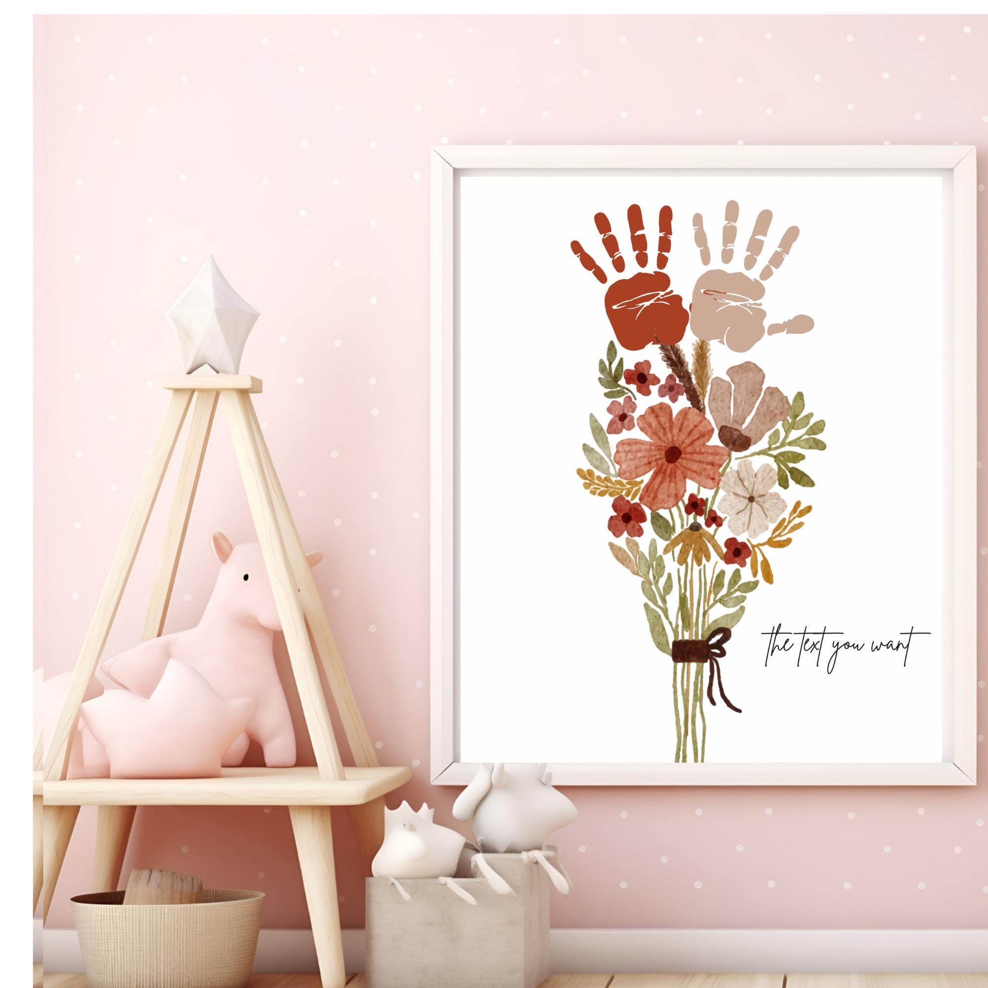 Personalized Handprint Flower Template, Kids Craft Printable Gift ...