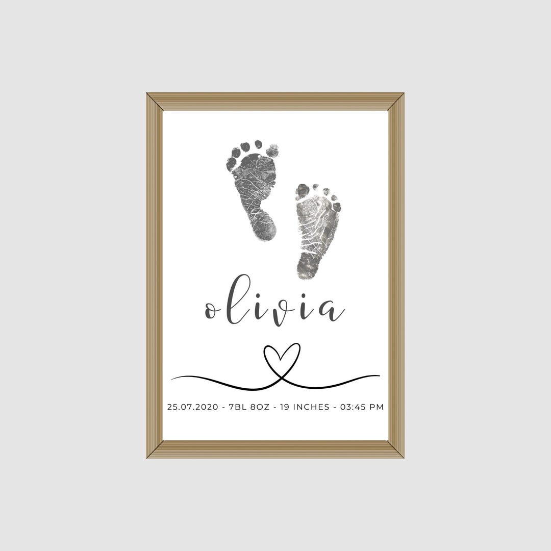 Personalized Baby Footprint Poster, Birth Stats Print, Newborn Gift ...