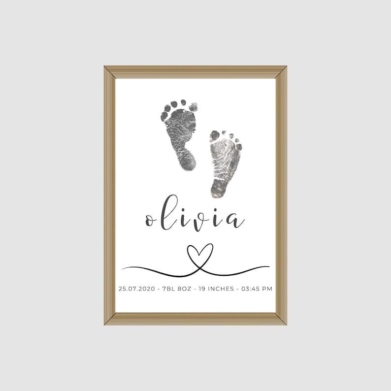 Personalized Baby Footprint Poster, Birth Stats Print, Newborn Gift ...