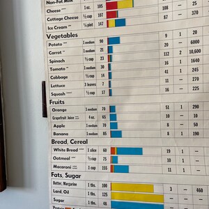 Vintage Nutritional Chart - Etsy