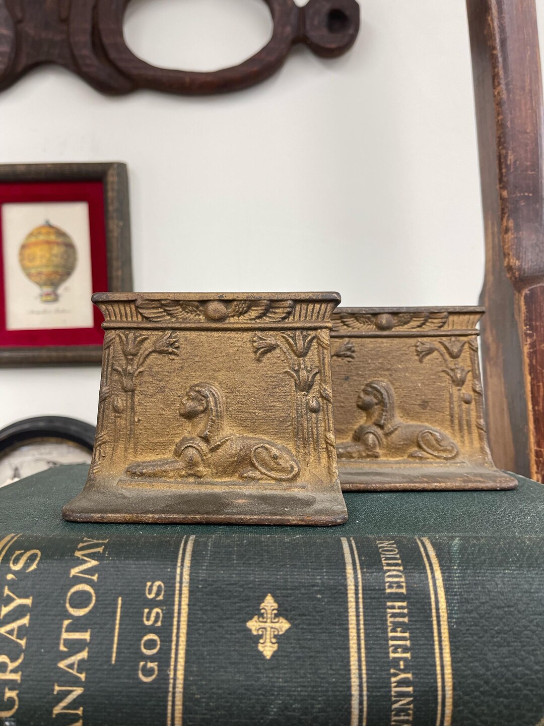 Pair of Antique Sphinx Bookends - Etsy