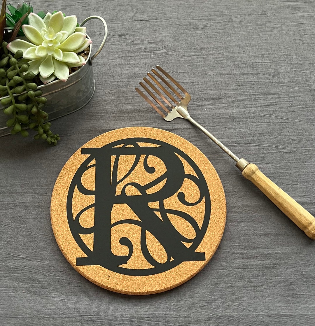 Personalized Round Trivet With Monogram, Customized Trivet, Kitchen ...