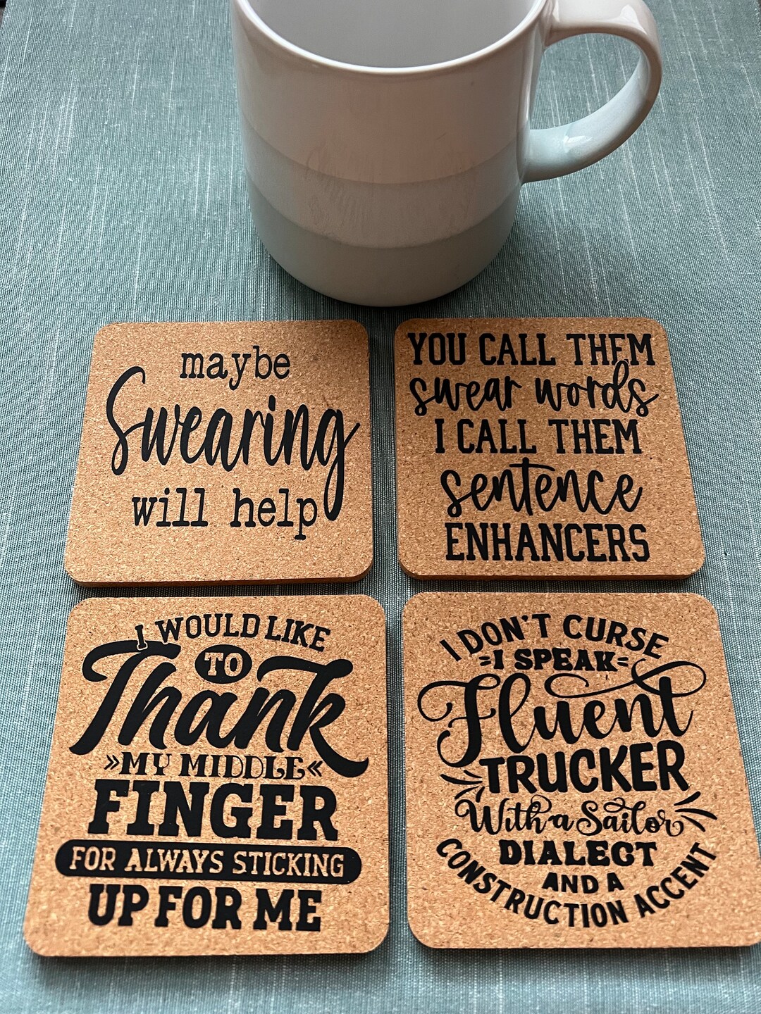 Swearing Coasters - Set of 4, Funny Unique Gifts, Swearing Coasters ...