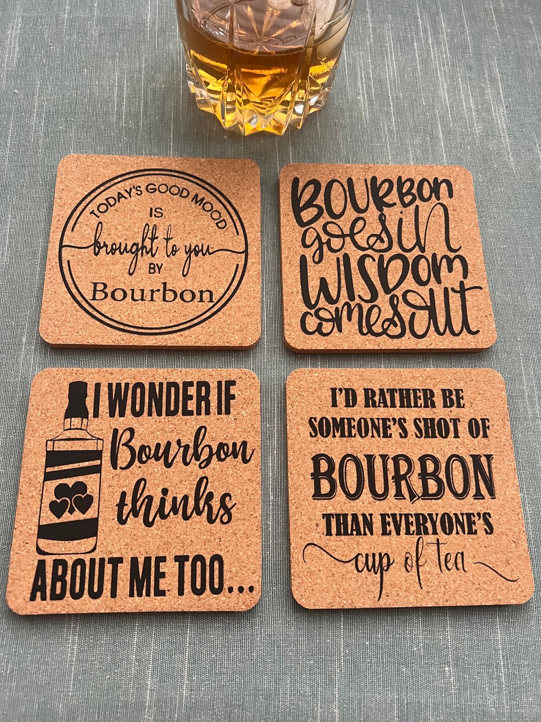 Bourbon Coasters - Set of 4, Funny Unique Gifts, Stocking Stuffers ...
