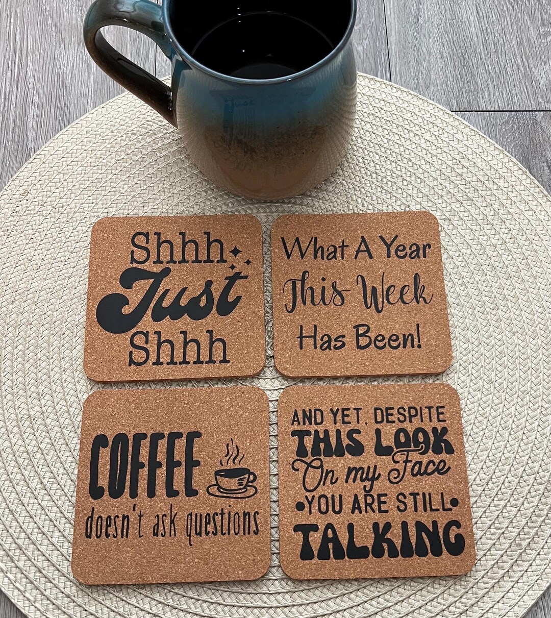 Work Humor Coasters Set #2 - Set of 4, Funny Unique Gifts, Drink ...