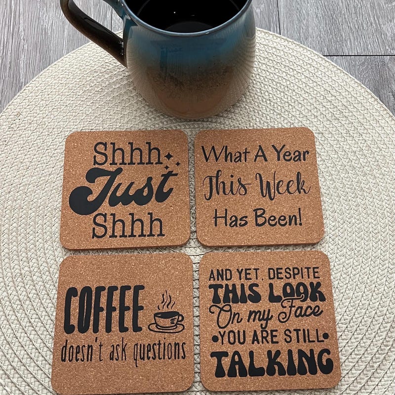 Work Funny Coaster Set - Etsy