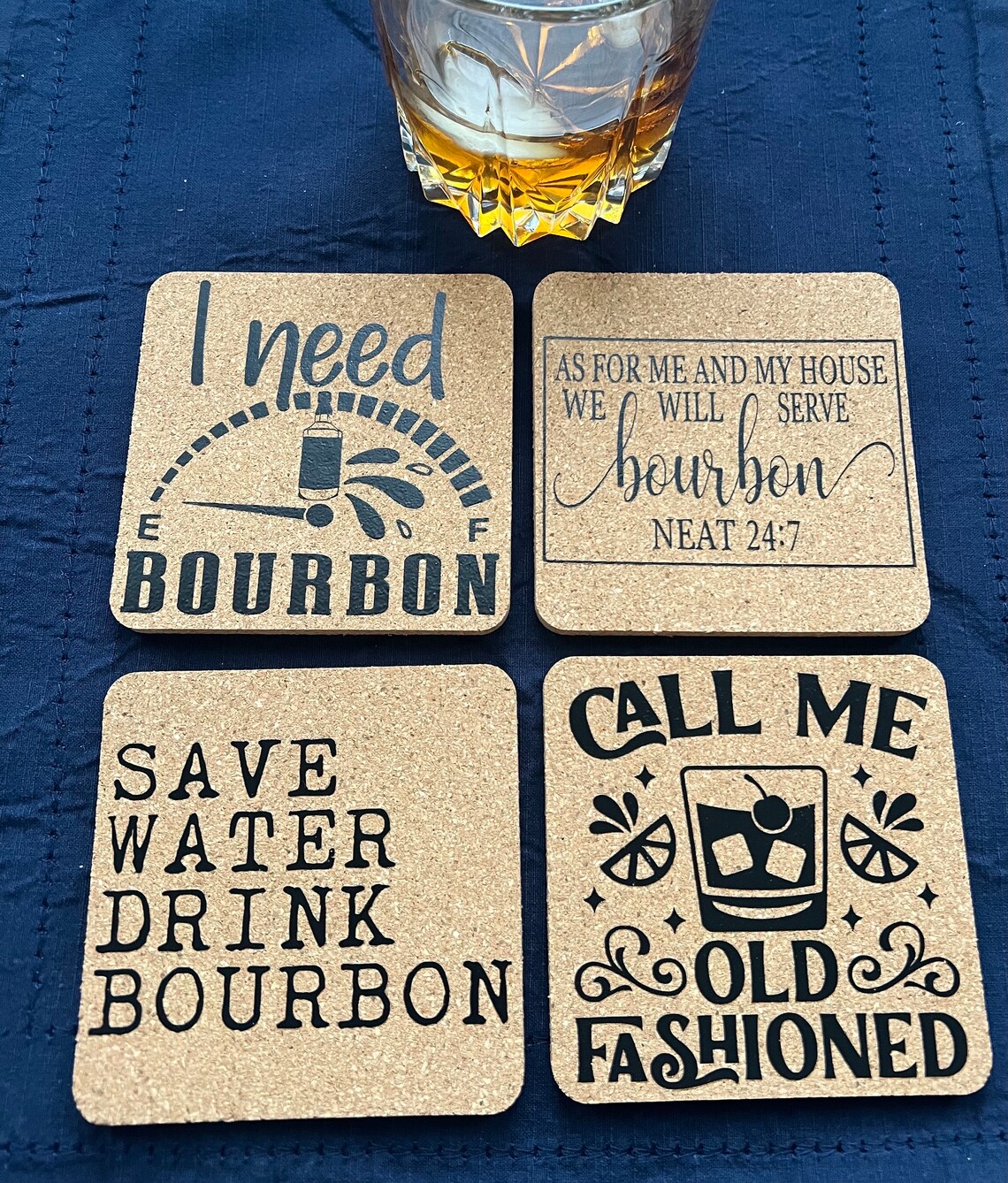 Bourbon Coasters Set 3 - Set of 4, Funny Unique Gifts, Stocking ...