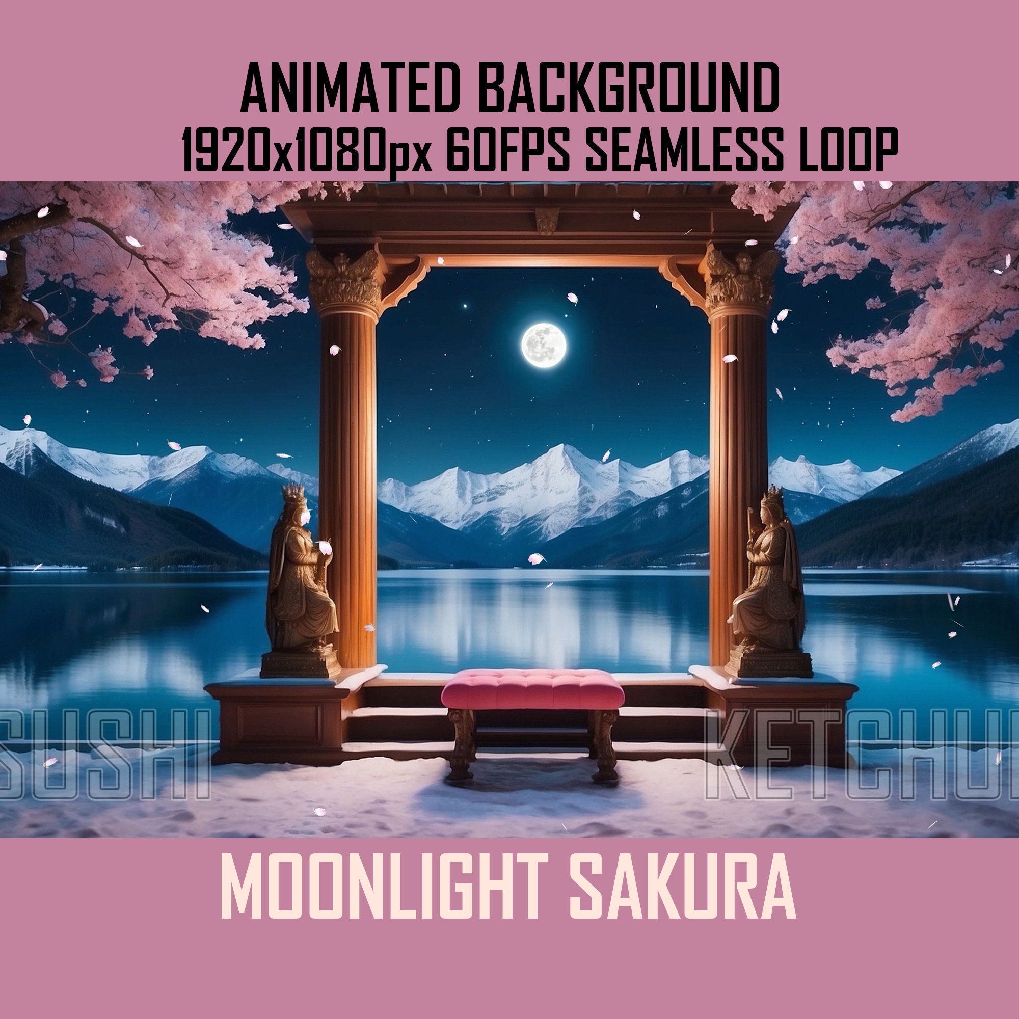 Vtuber Background Animated Moon Sakura Looped Vtuber - Etsy