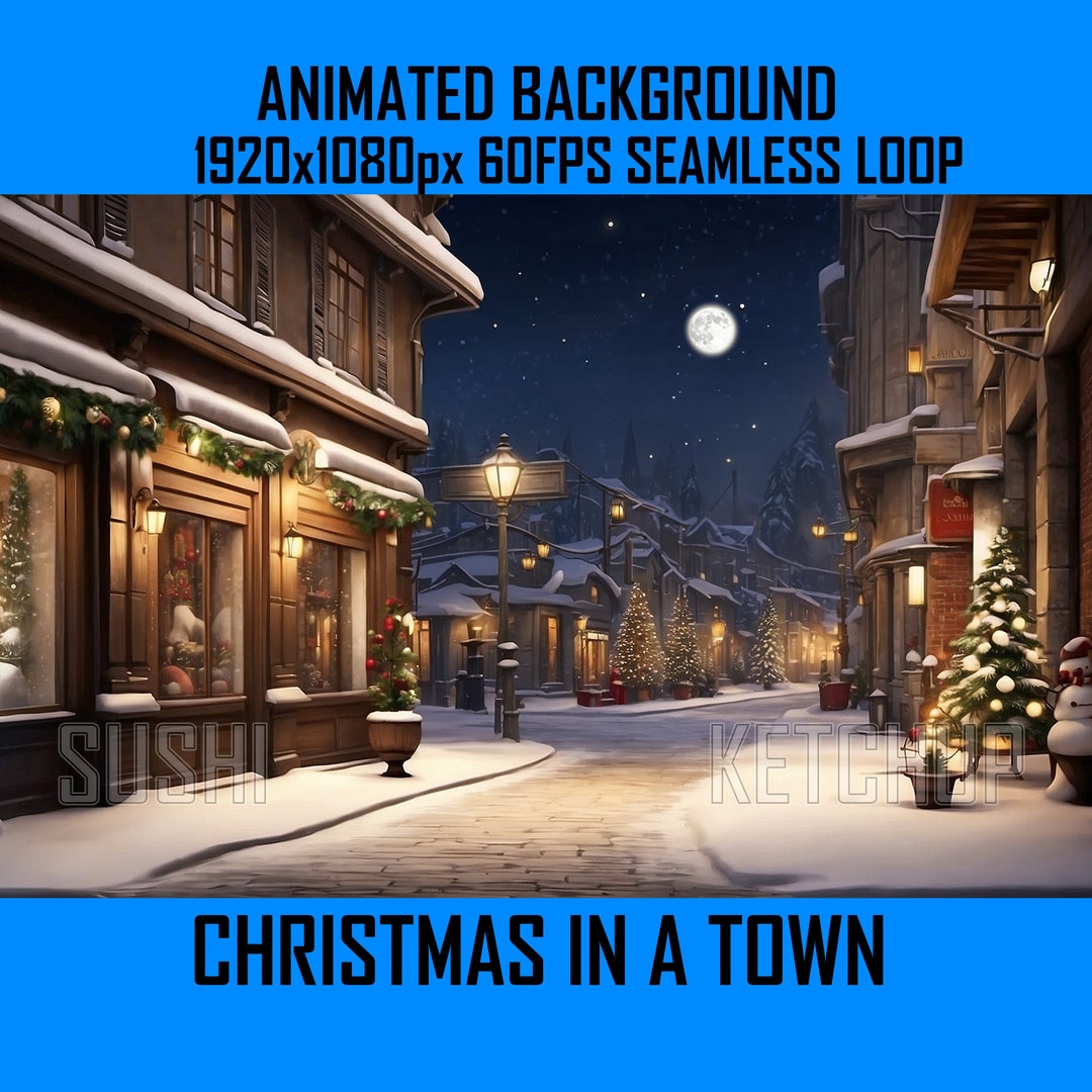 Vtuber Background Animated | Christmas at Town | Looped Vtuber Twitch ...