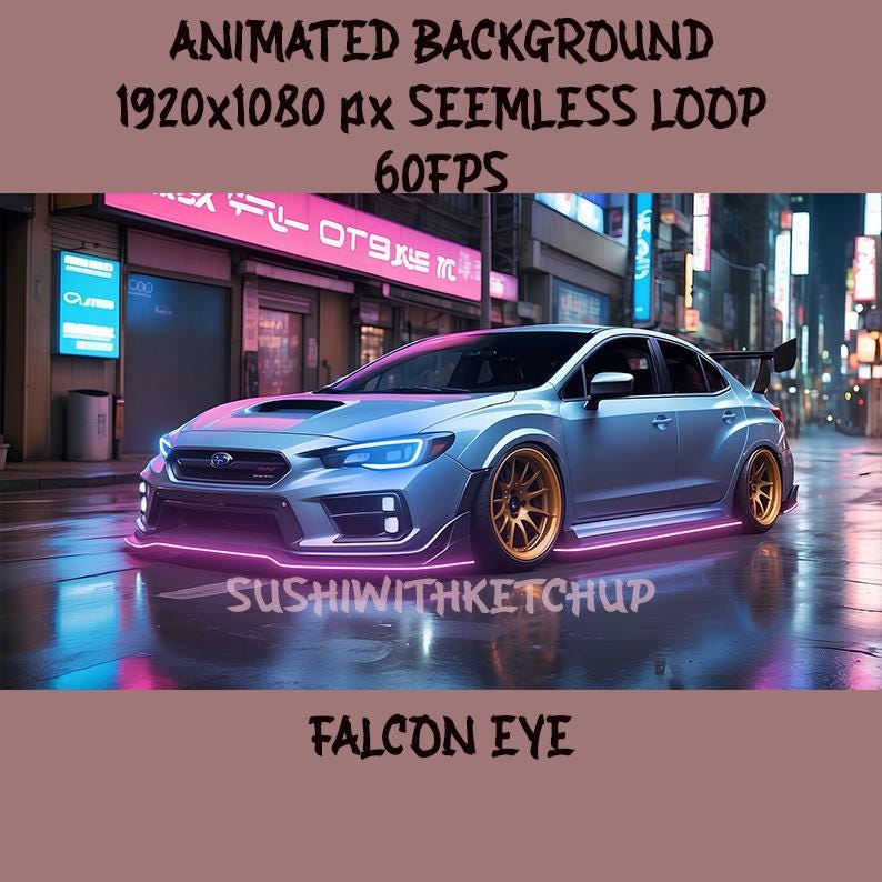 Animated Background, Vtuber Background, Twitch Stream Overlay, Car, WRX ...