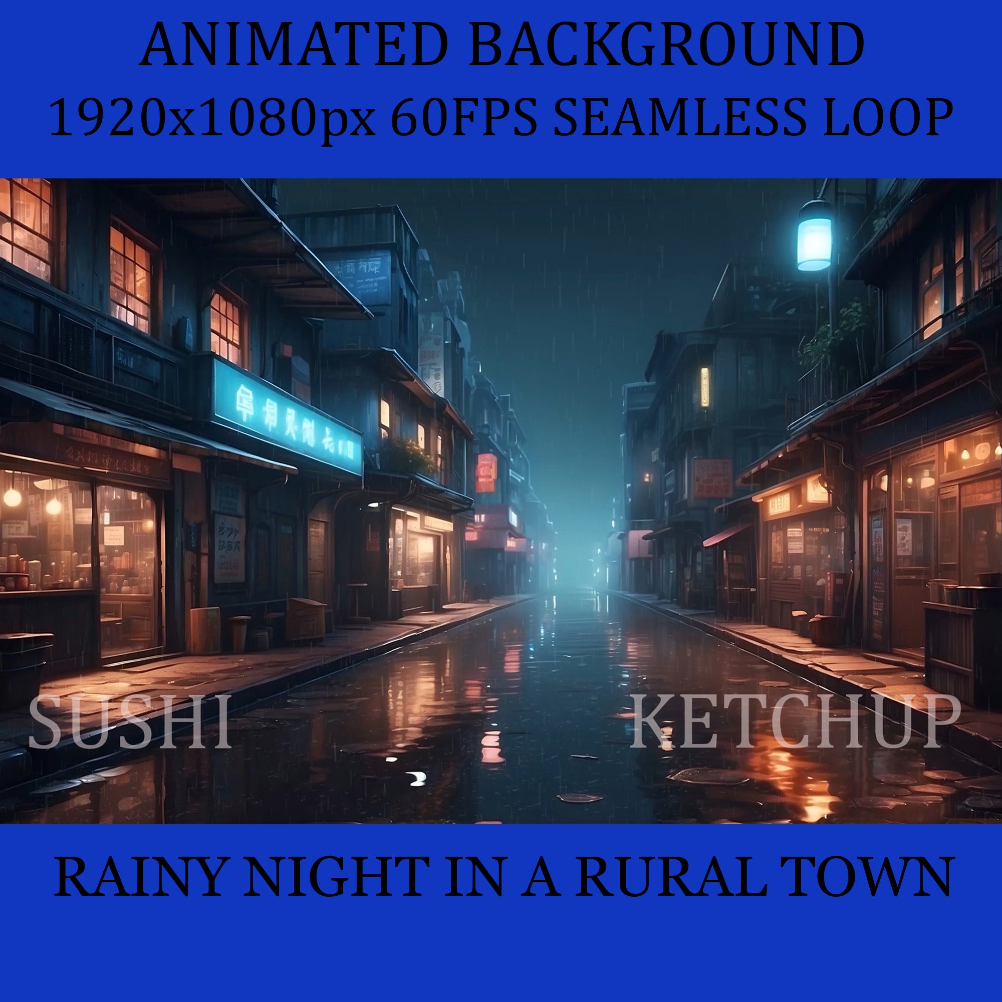 Animated Background, Rainy Street in Rural Town, Looped Vtuber Twitch ...