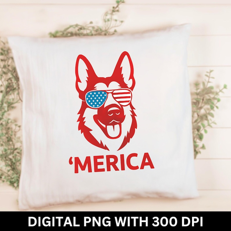 German Shepherd Patriotic Dog PNG, Fourth of July Dog Clipart, American ...
