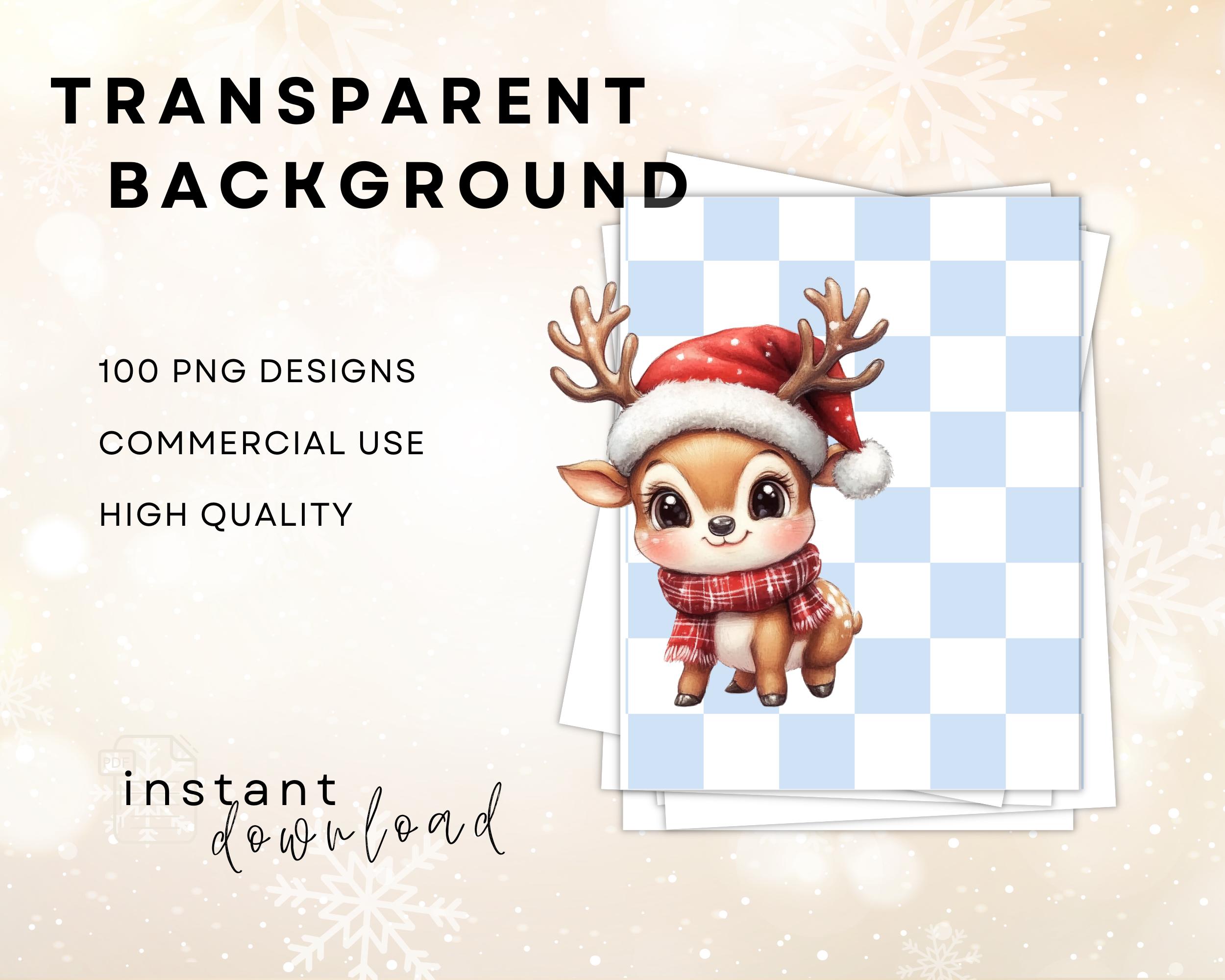 100 Cute Reindeer PNG Clipart Bundle, Reindeer Clipart for Christmas ...