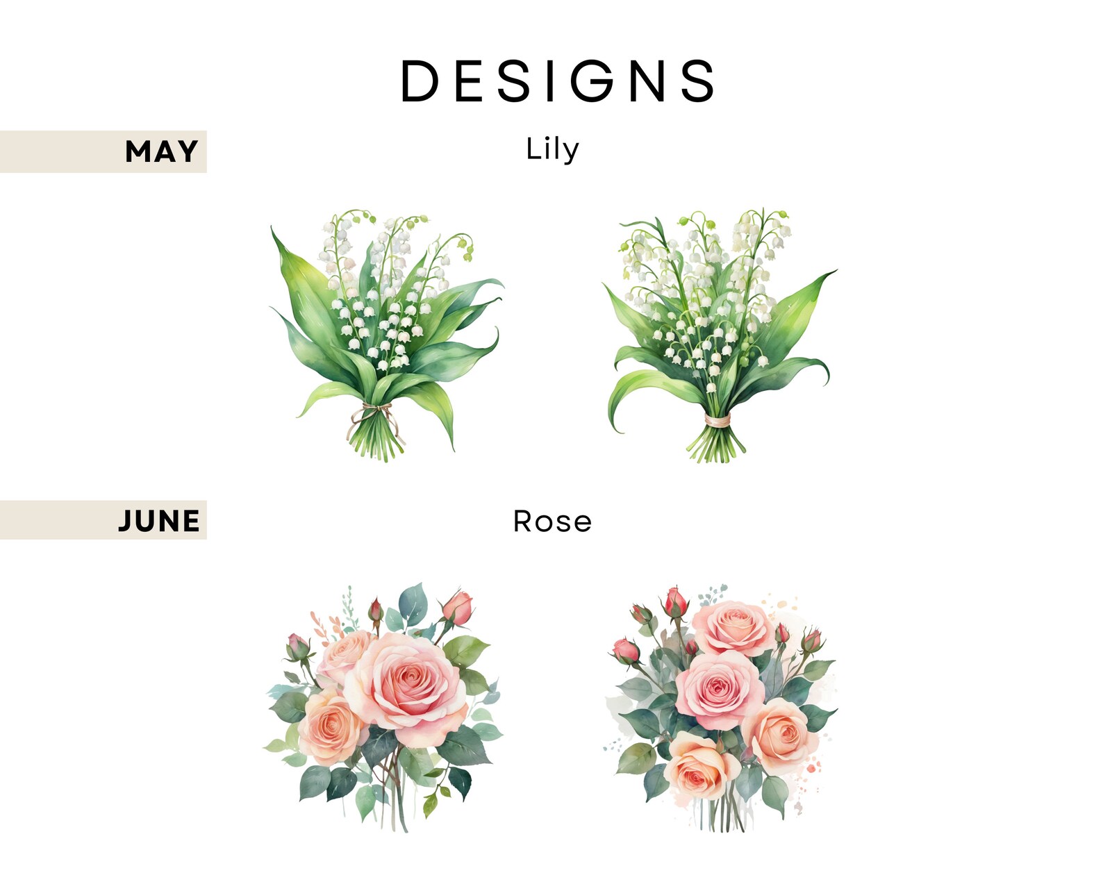 48 Watercolor Birthmonth Flowers Clipart Bundle, Birthflower Clipart ...