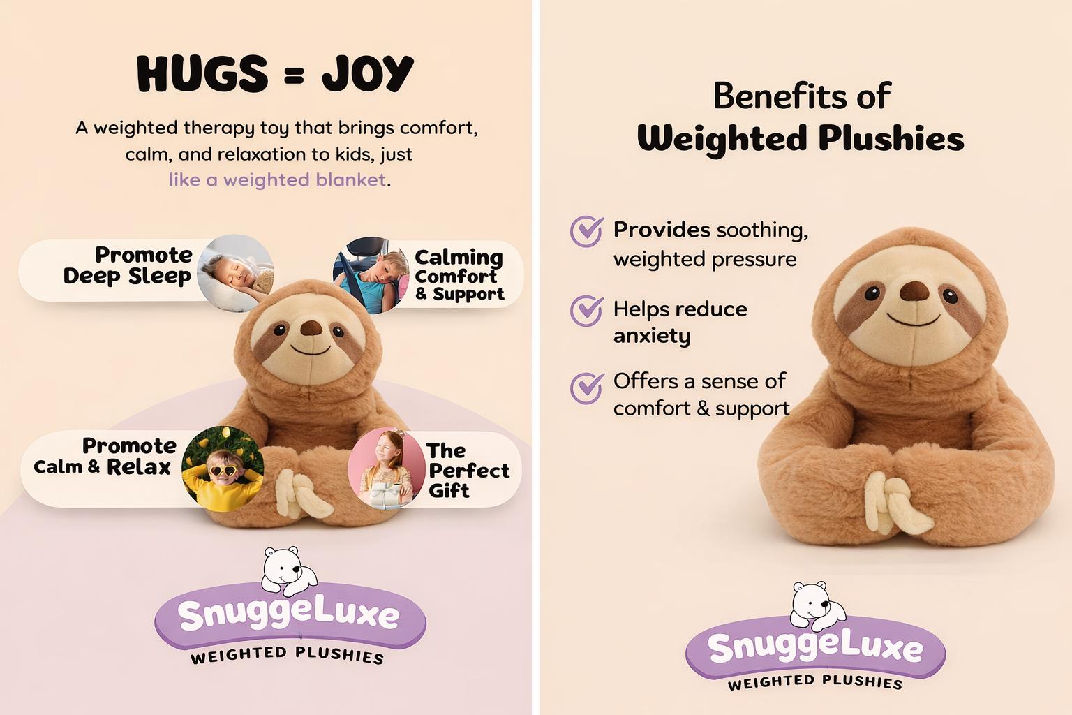 Weighted Sloth Plushie for Anxiety, Calming Heavy Stuffed Animal ...