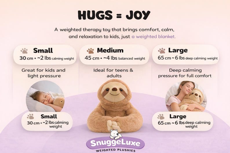 Weighted Sloth Plushie for Anxiety, Calming Heavy Stuffed Animal ...