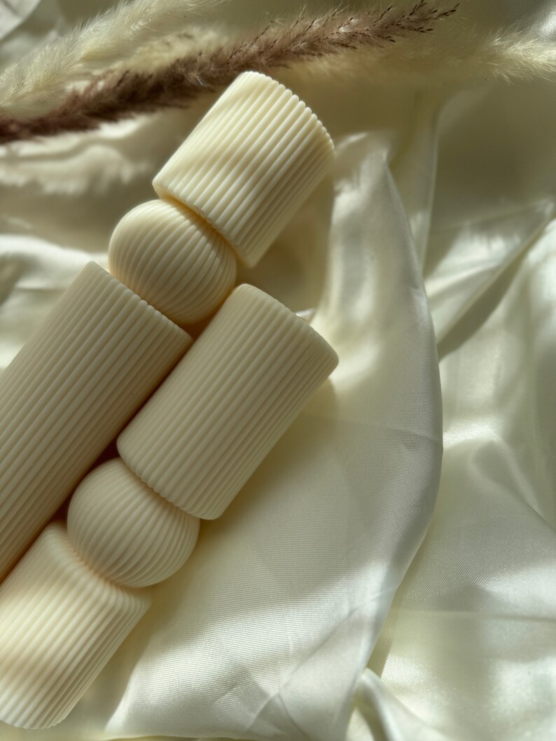 Roman Ribbed Pillar Candle Ribbed Candle Tall Pillar Candle Striped ...