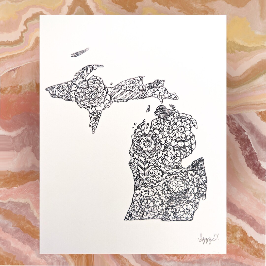 State of Michigan - Hand Designed Stationary Cards - Etsy