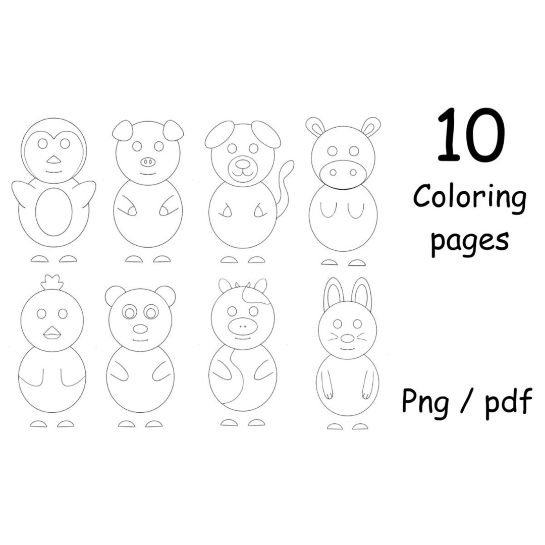 Animals Coloring Pages Simple Drawing Easy Coloring Bundle Pages ...