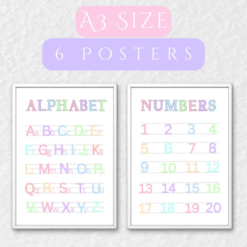 Educational Posters Set of Six Wall Art Classroom Posters School ...