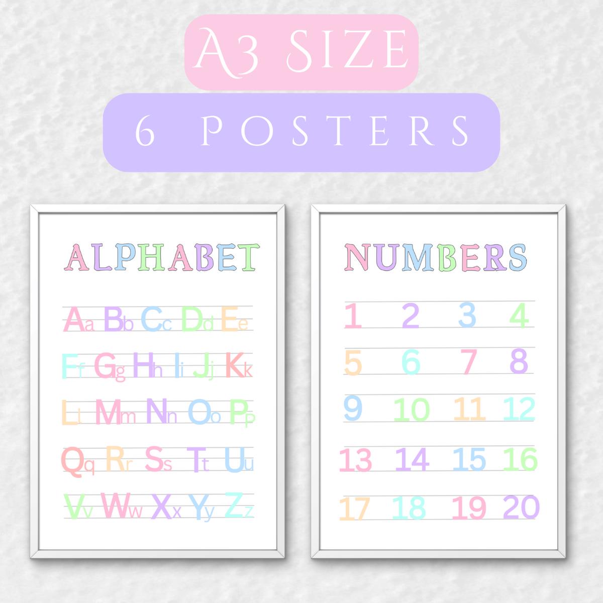 Educational Posters Set of Six Wall Art Classroom Posters School ...