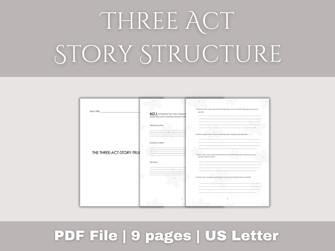 Three Act Structure Story Sheet Plot Outline Fiction Writers Writing ...