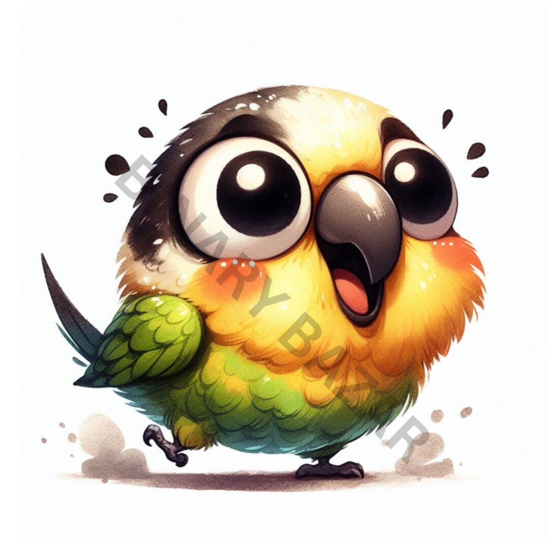 Cute and Funny Conure Clipart PNG & JPG Bundle 33 Watercolor Adorable ...