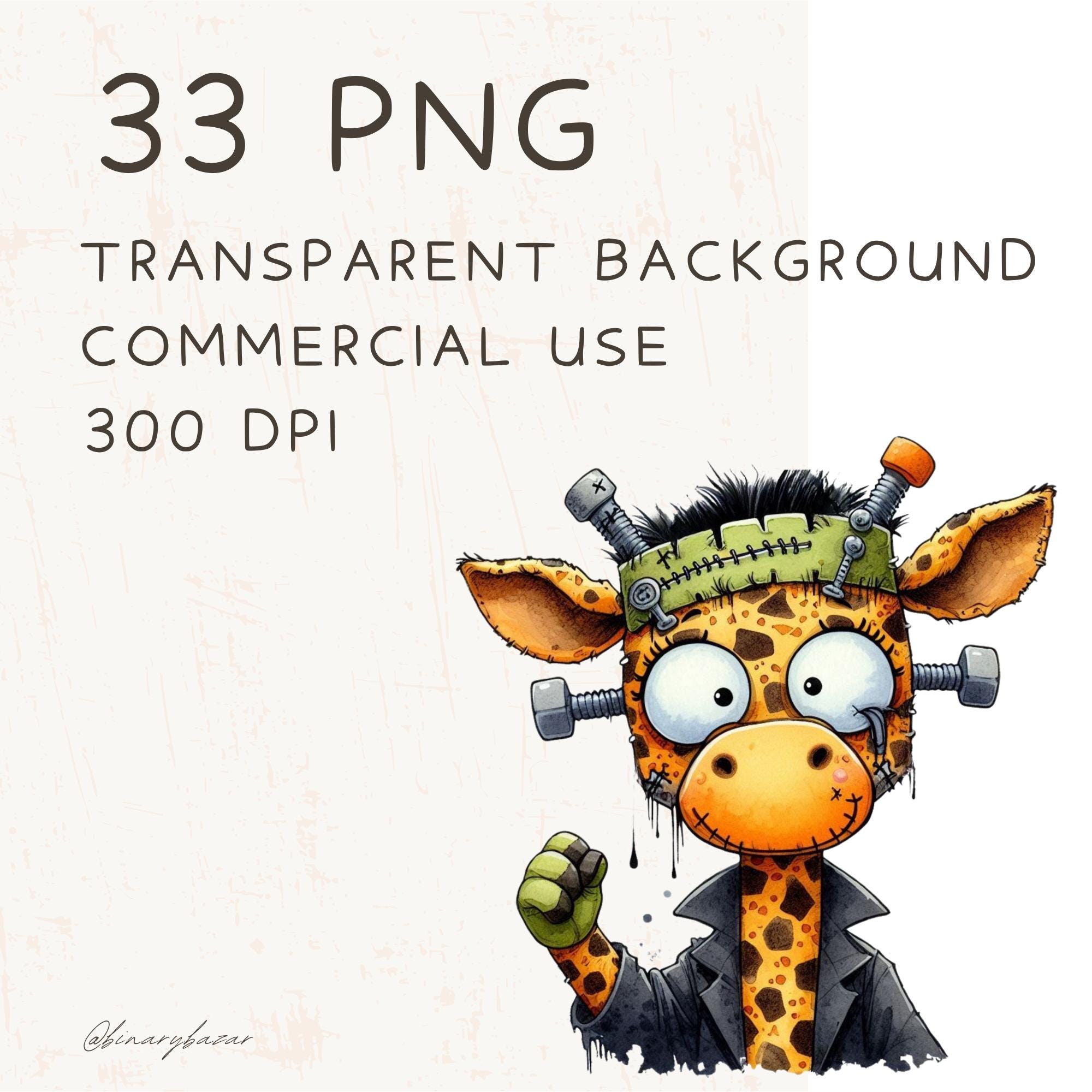 Frankenstein Animals Clipart: Funny Halloween Monster PNG (digital ...