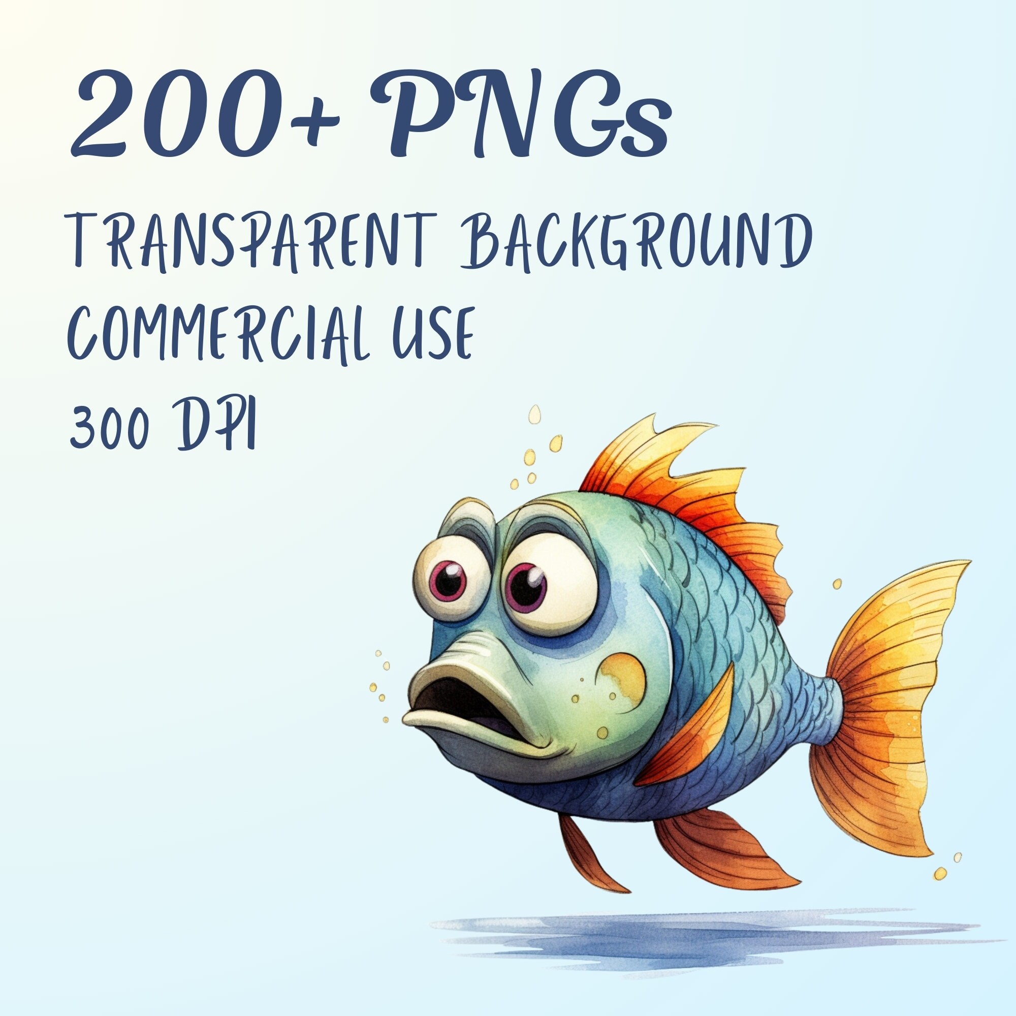 200 Cute & Funny Sea Life World and Ocean Animals Clipart PNG Bundle ...