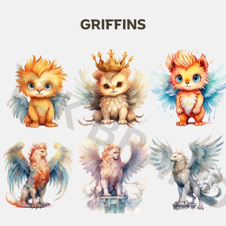 Cute Mythical Creatures Clipart PNG Fantasy Unicorn, Dragons, Mermaid ...