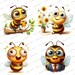 Funny and Cute Honey Bee Clipart JPGPNG Bundle 20 Watercolor Quirky Bee ...