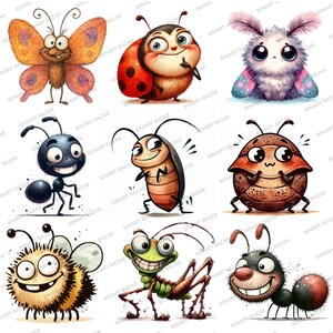 Cute Funny Insects PNG Clipart - Watercolor Bee, Butterfly, Mosquito ...