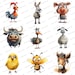 Cute and Funny Farm Animals Clipart PNG Bundle- 46 Watercolor Cow, Goat ...