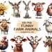 Funny Farm Animals Clipart Bundle: Watercolor PNG Images (instant ...