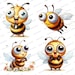 Funny and Cute Honey Bee Clipart JPGPNG Bundle 20 Watercolor Quirky Bee ...