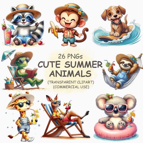 Cute Animals Clipart - Etsy