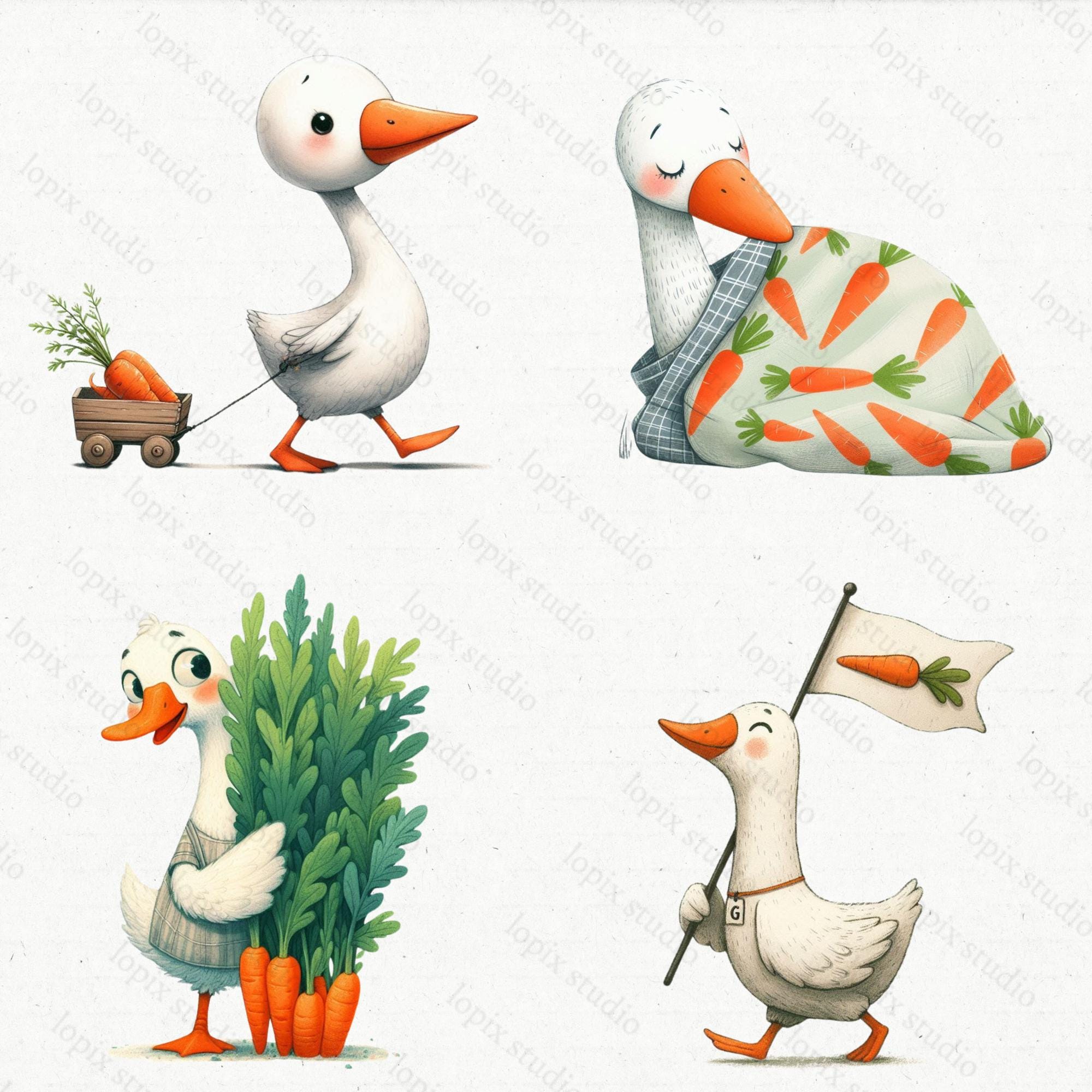Silly Goose Clipart Bundle: 22 PNG & SVG Animated Geese (instant ...